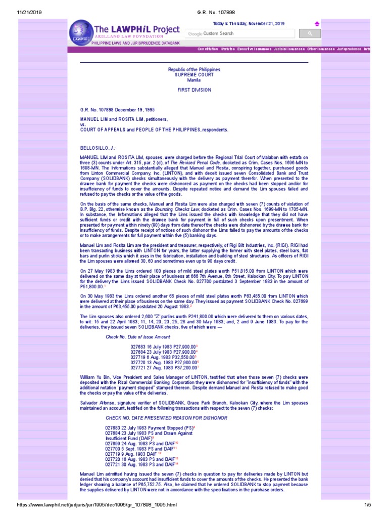 21 Manuel Lim Vs CA G.R. No. 107898 | PDF | Crime & Violence | Crime ...