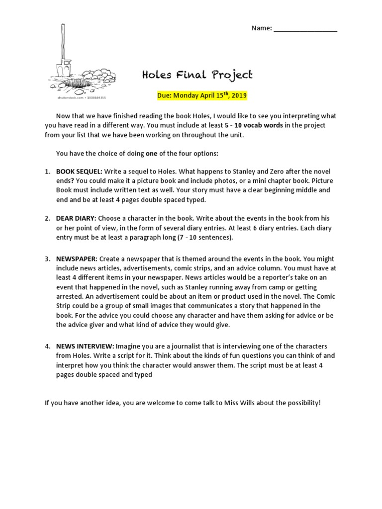 Holes Final Project | PDF | Sentence (Linguistics) | Newspapers