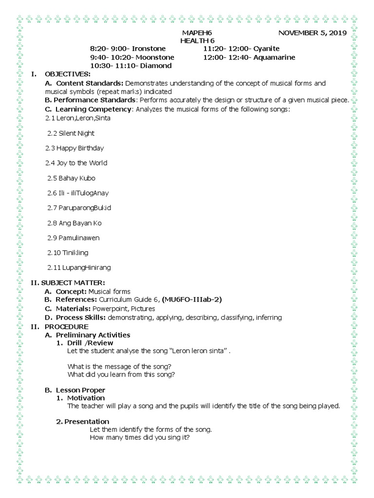 Year 2 Music Forms Analysis | PDF | Learning | Teachers