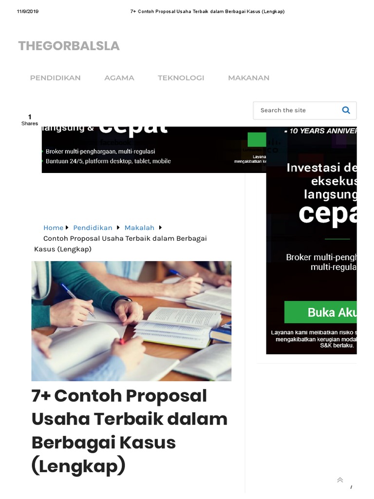 7+ Contoh Proposal Usaha Terbaik Dalam Berbagai Kasus (Lengkap) | PDF