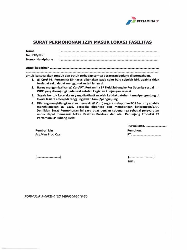 Surat Permohonan Site Visit | PDF