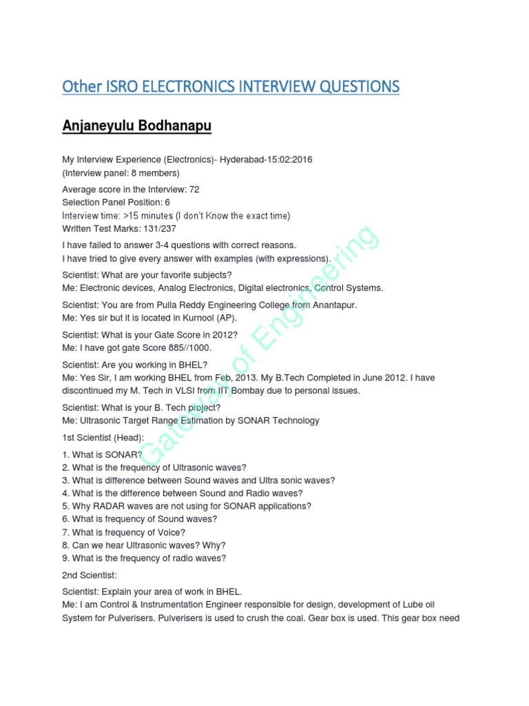 Isro Interview | PDF | Microcontroller | Lubricant
