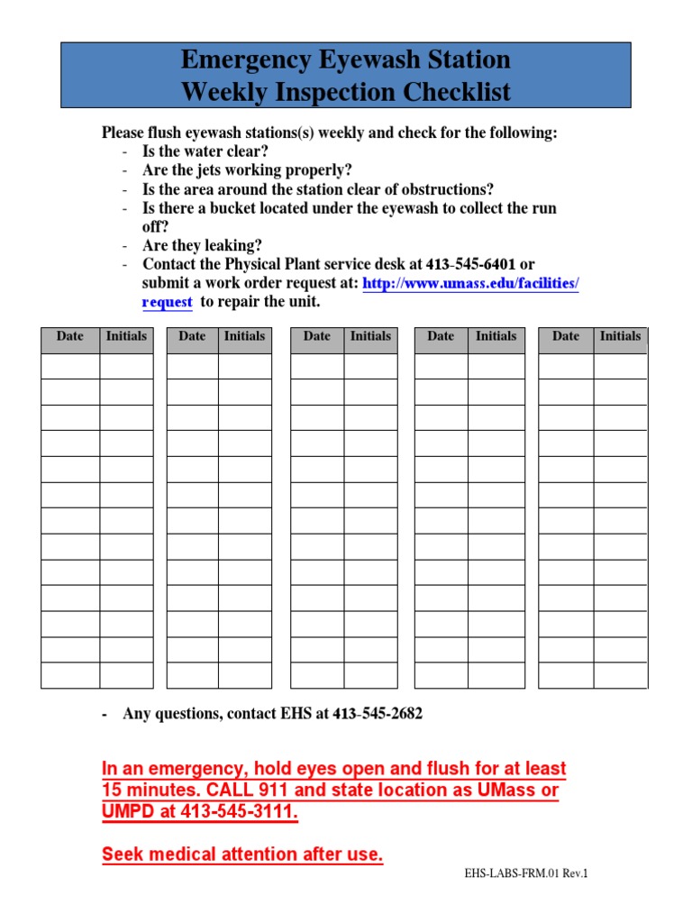 Eye Wash Test Sheet PDF | PDF