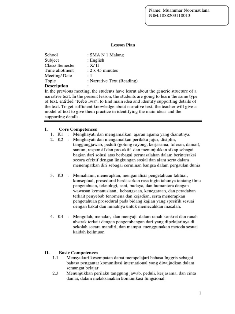 Contoh Lesson Plan | PDF