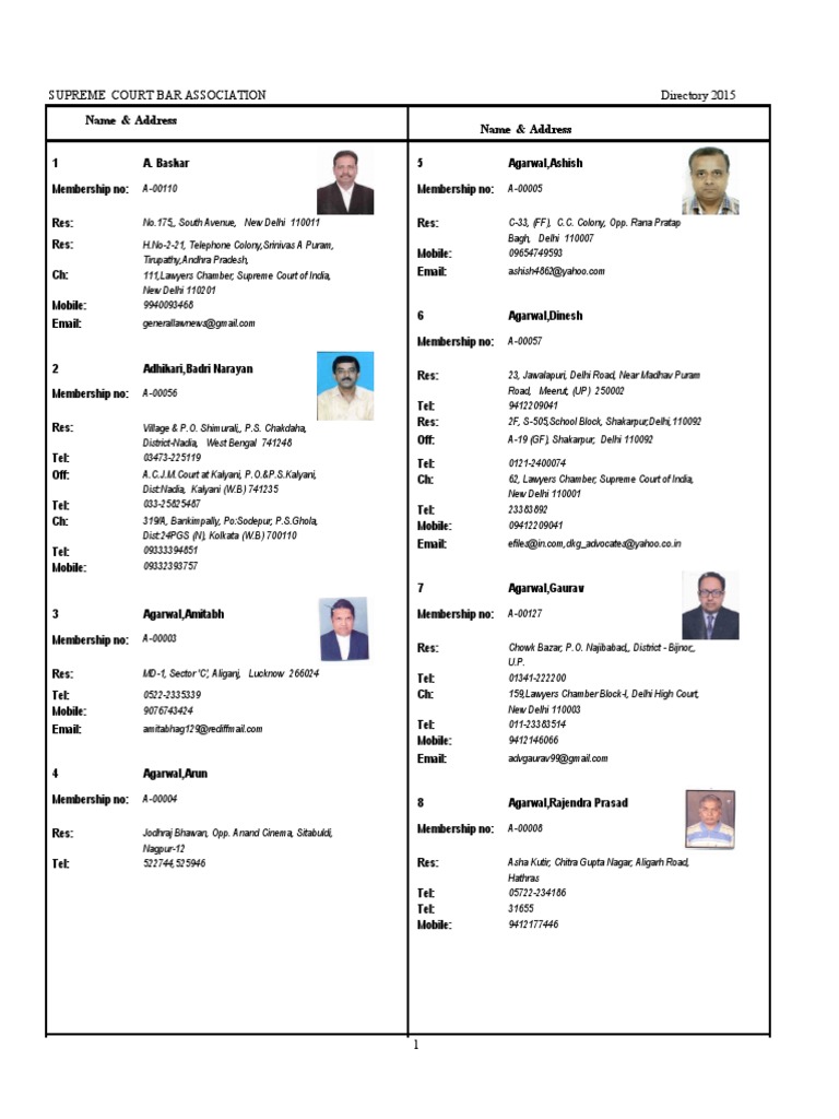 Supreme Court Bar Association Directory | PDF | Government