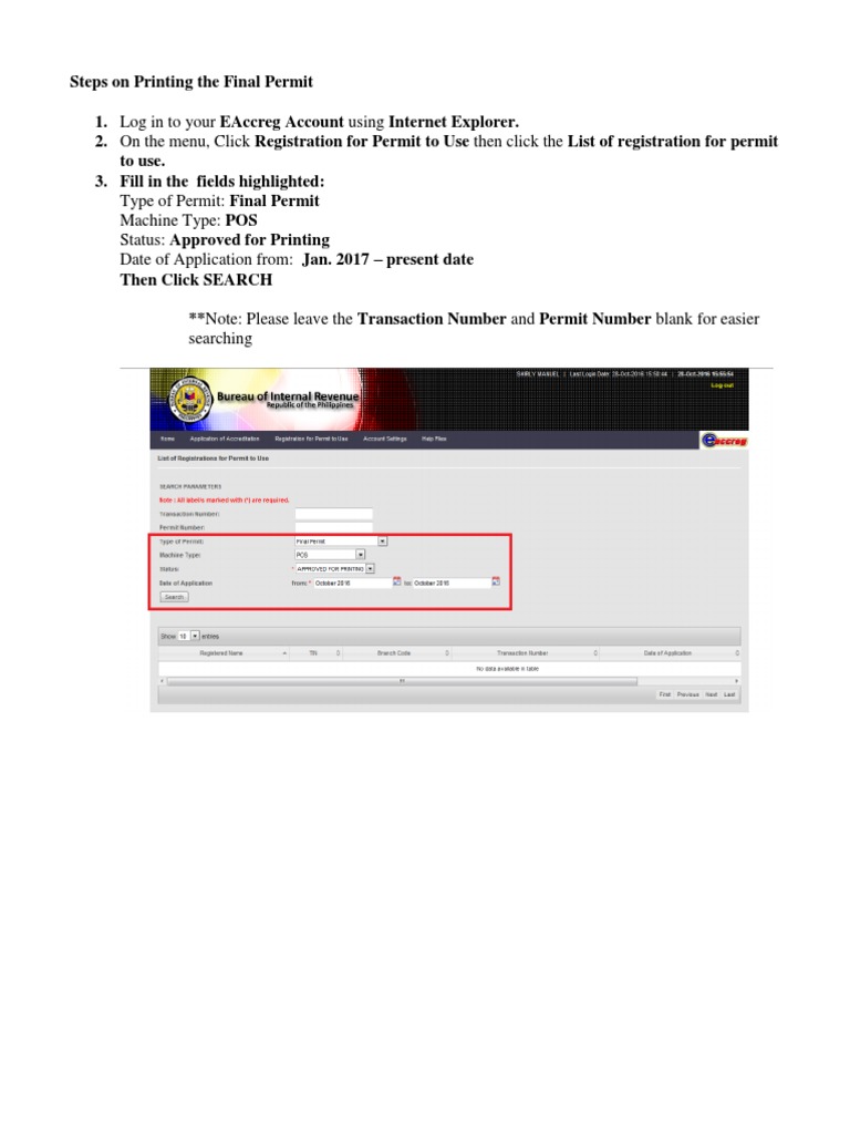Steps On Printing The Final Permit | PDF