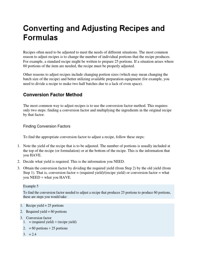 Recipe Conversion and Adjustment Guide | PDF | Gallon | Pint