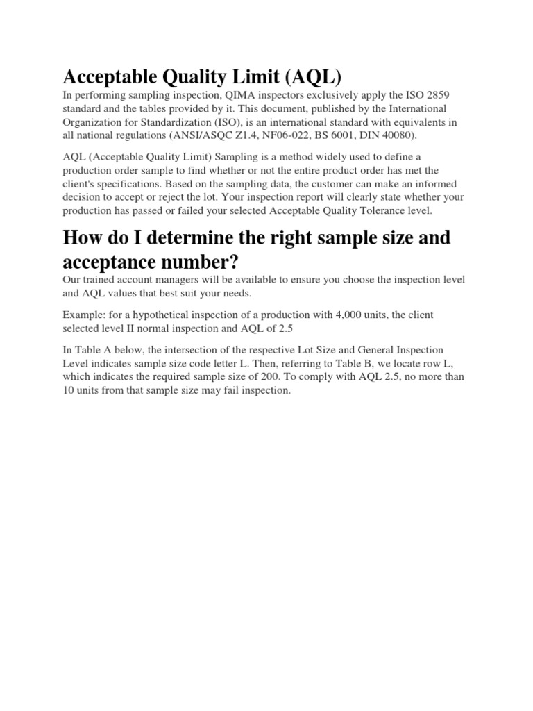 Acceptable Quality Limit | PDF