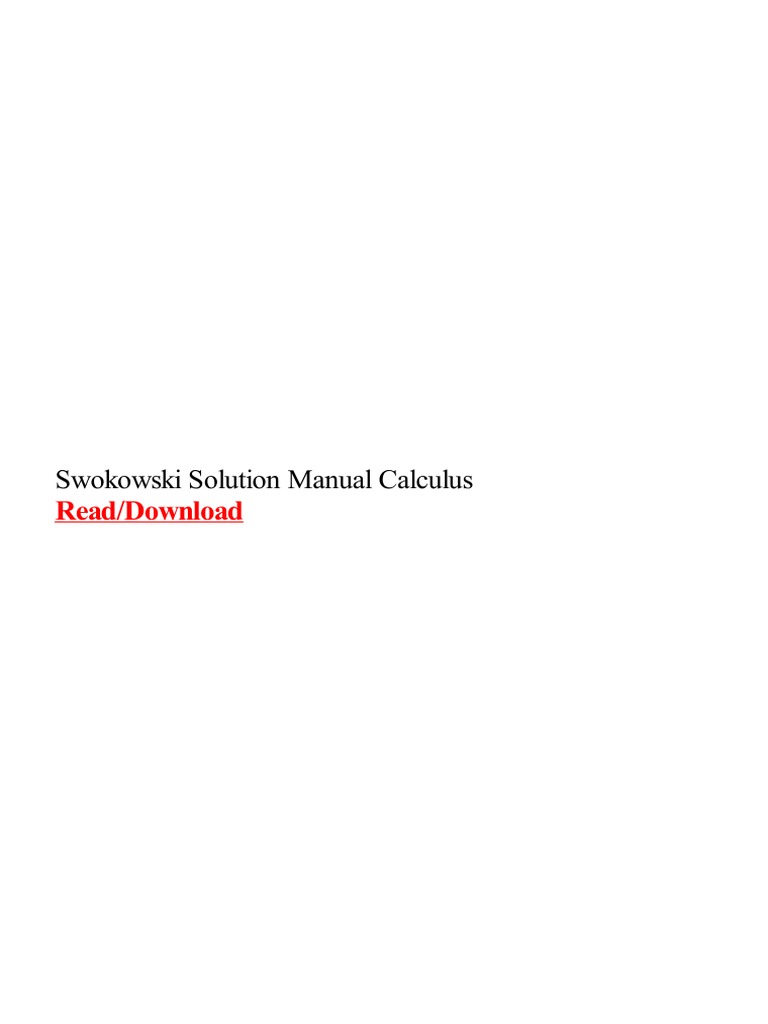 Swokowski Solution Manual Calculus | PDF