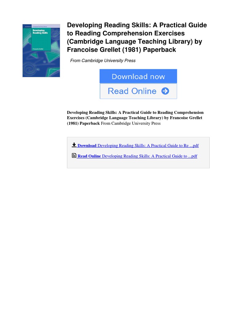 Developing Reading Skills A Practical Guide To Reading Comprehension Exercises Cambridge ...