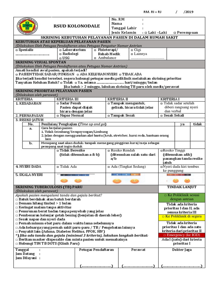 Form Skrining Dalam Rumah Sakit | PDF