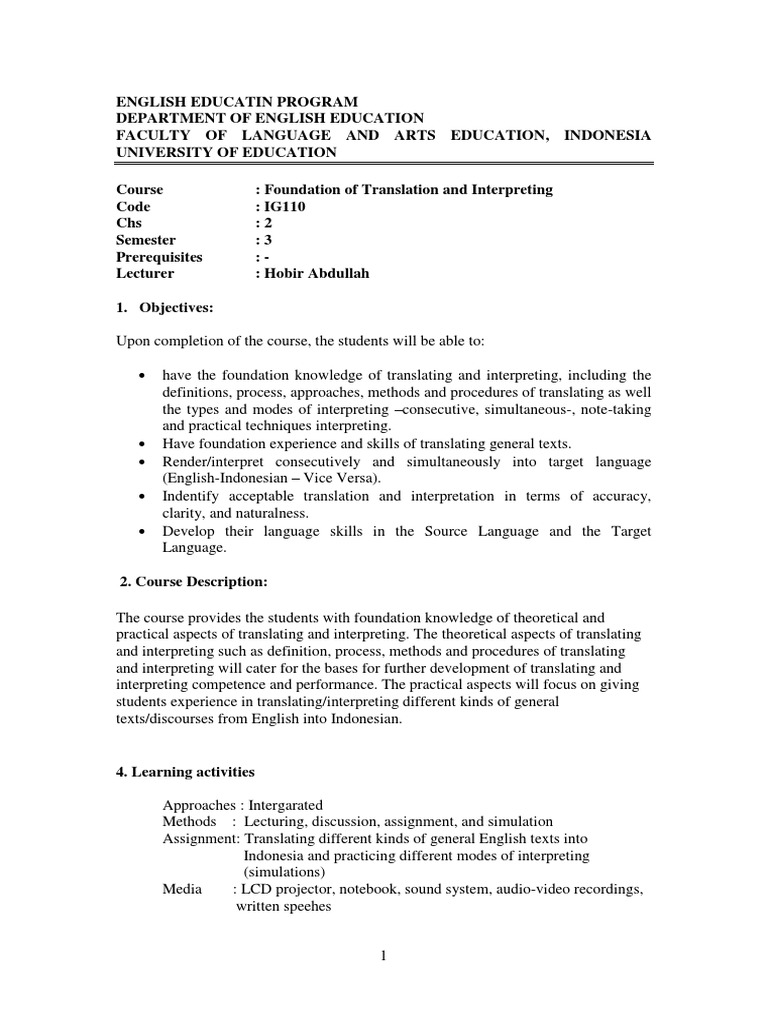 Foundation of Translating and Interpreting | PDF | Language ...