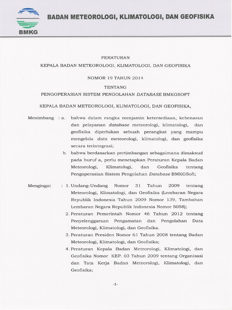 Pengoperasian Sistem Pengolahan Database Bmkgsoft | PDF