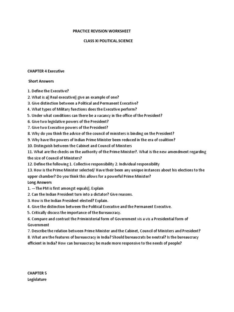 Class Xi Polsc WRKSHT | PDF | Supreme Courts | Supreme Court Of India