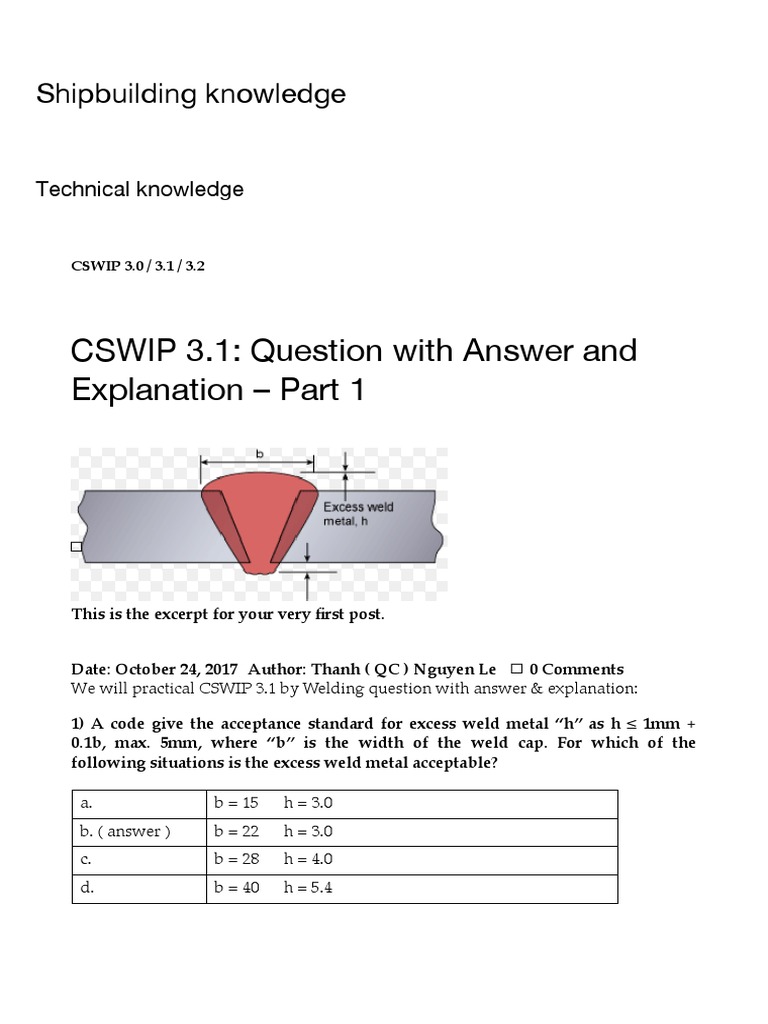 Wi Cswip 3.1 Part 1 | PDF | Welding | Construction