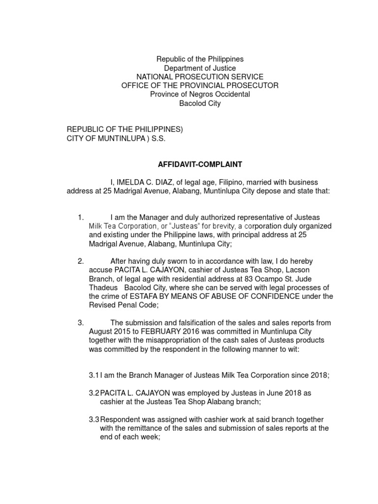 Affidavit Complaint PDF | PDF | Government Information | Criminal Law
