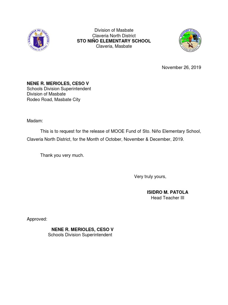 Request For Mooe | PDF | Primary Education