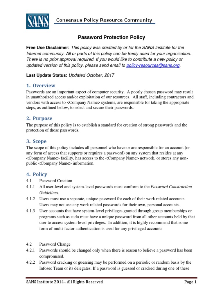 Password Protection Policy | PDF | Password | Information Security