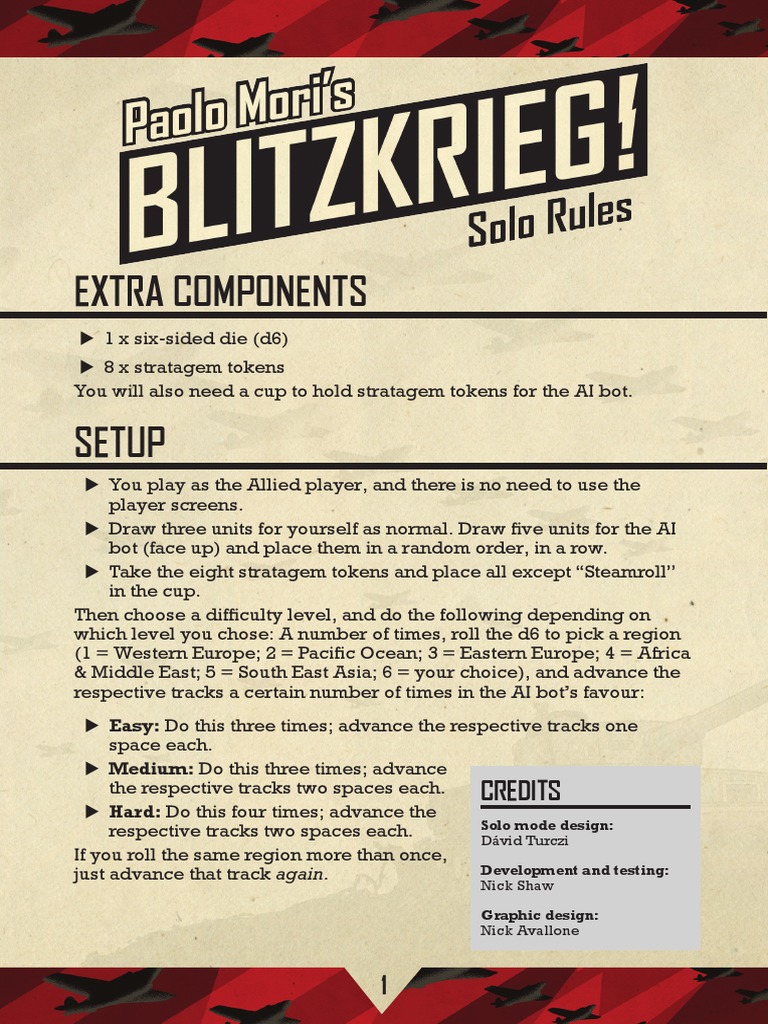Blitzkrieg Solo Rules Final | PDF | Blitzkrieg | Artificial Intelligence