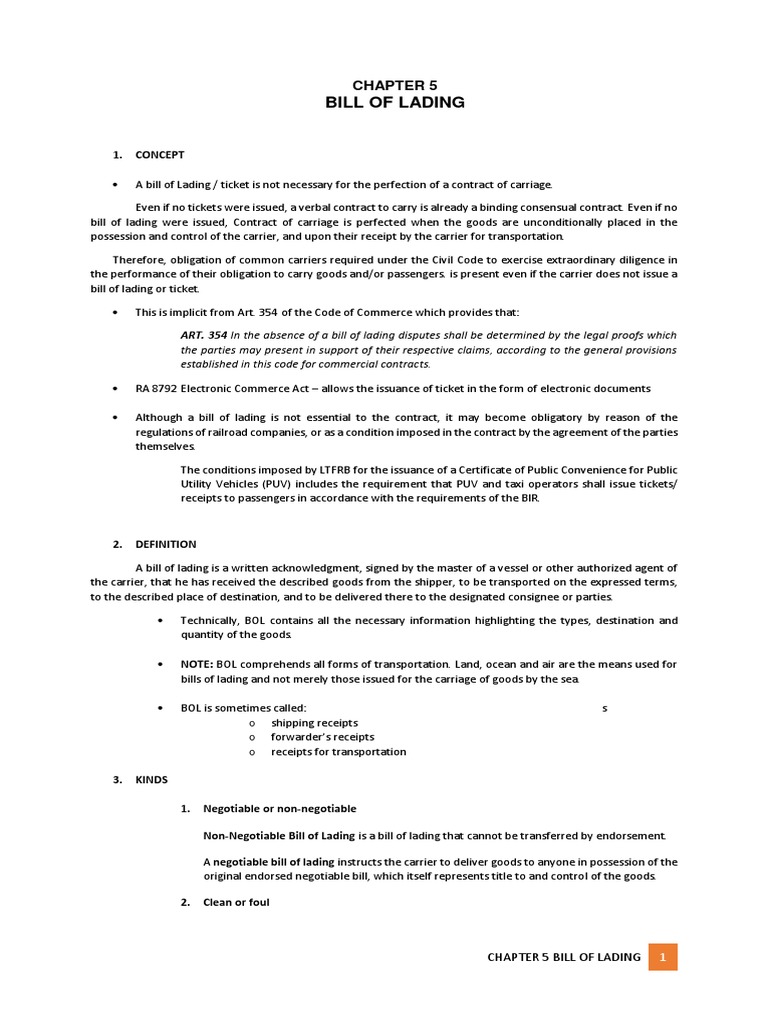 Bill of LAding | PDF | Bill Of Lading | Cargo