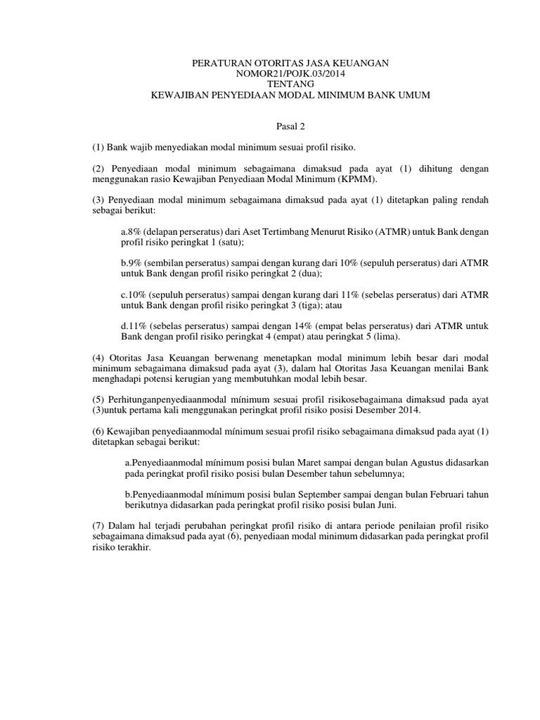 Peraturan Otoritas Jasa Keuangan | PDF