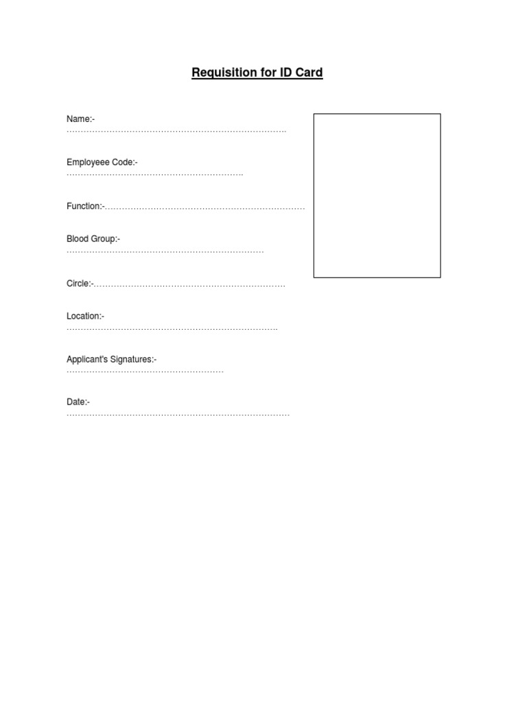 Requisition For ID Card | PDF