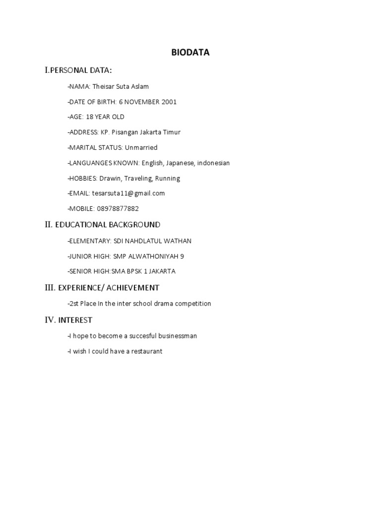 BIODATA | PDF