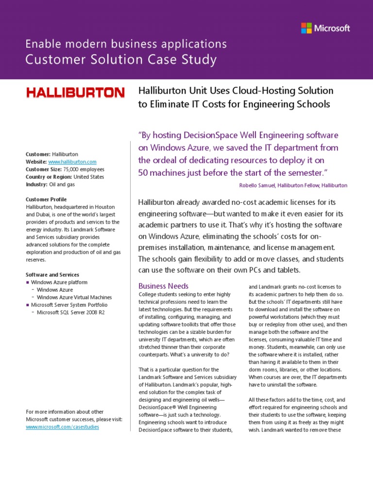 Case Study Cloud Computing Halliburton | PDF | Microsoft Azure | Cloud ...
