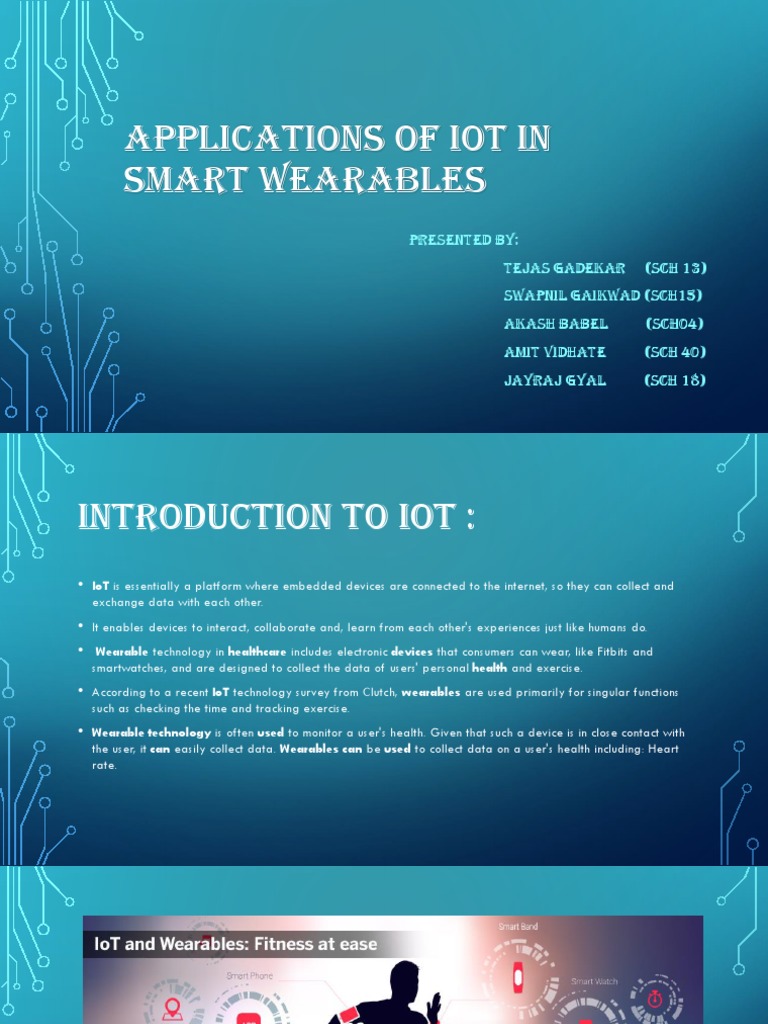 APPLICATIONS OF IOT in SMART Wearables | PDF | Wearable Technology ...