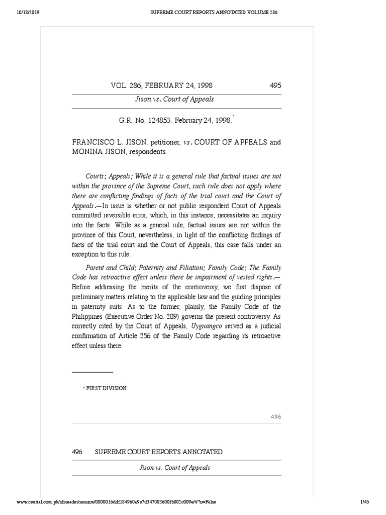 8 Jison Vs CA | PDF | Laches (Equity) | Burden Of Proof (Law)