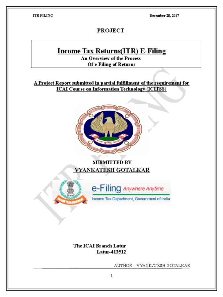 ITR Filing Project Report by Venky | PDF | Income Tax In India ...