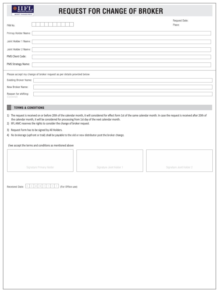 IIFL PMS Broker-Code Change - Letter - PMS PDF | PDF
