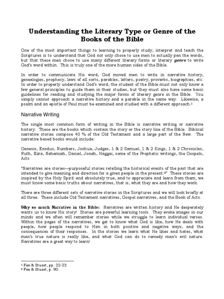 UNDERSTANDING THE LITERARY TYPE OR GENRE OF THE BOOK OF THE BIBLE E ...