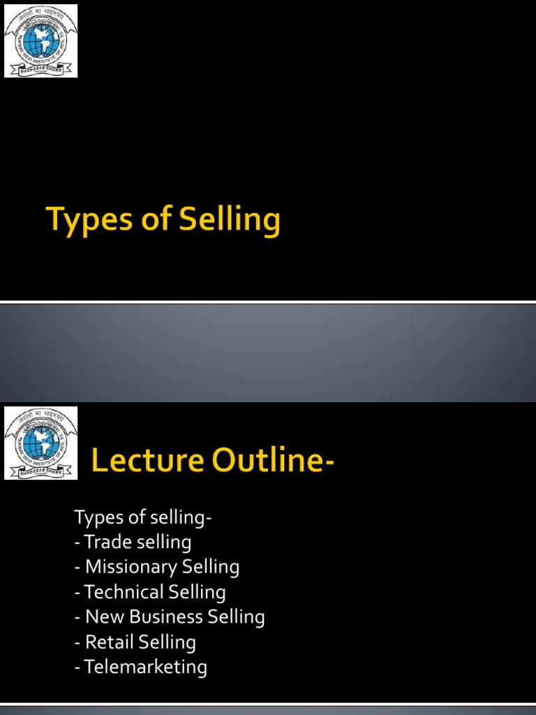 Types of Selling - New PDF | PDF | Sales | Retail