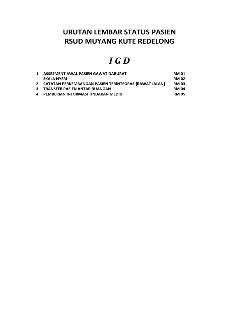 Urutan Lembar Status Pasien | PDF