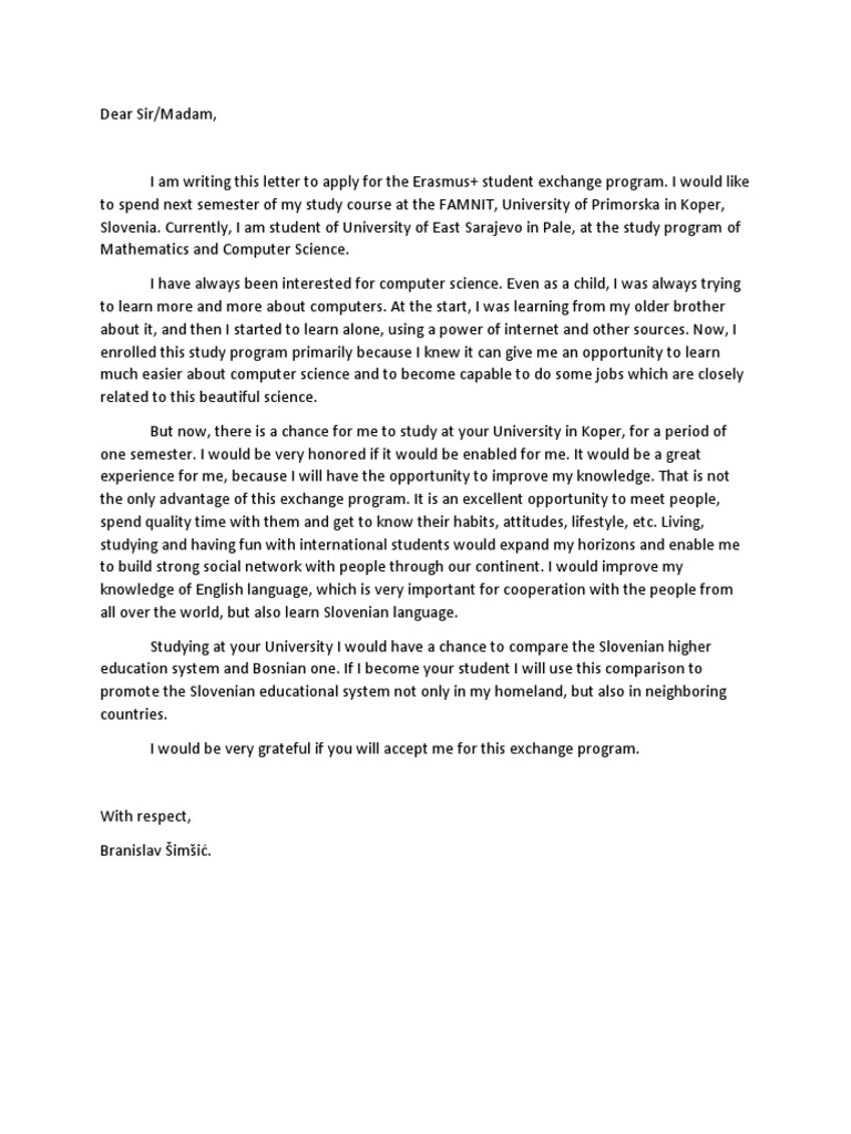 Motivation Letter | PDF