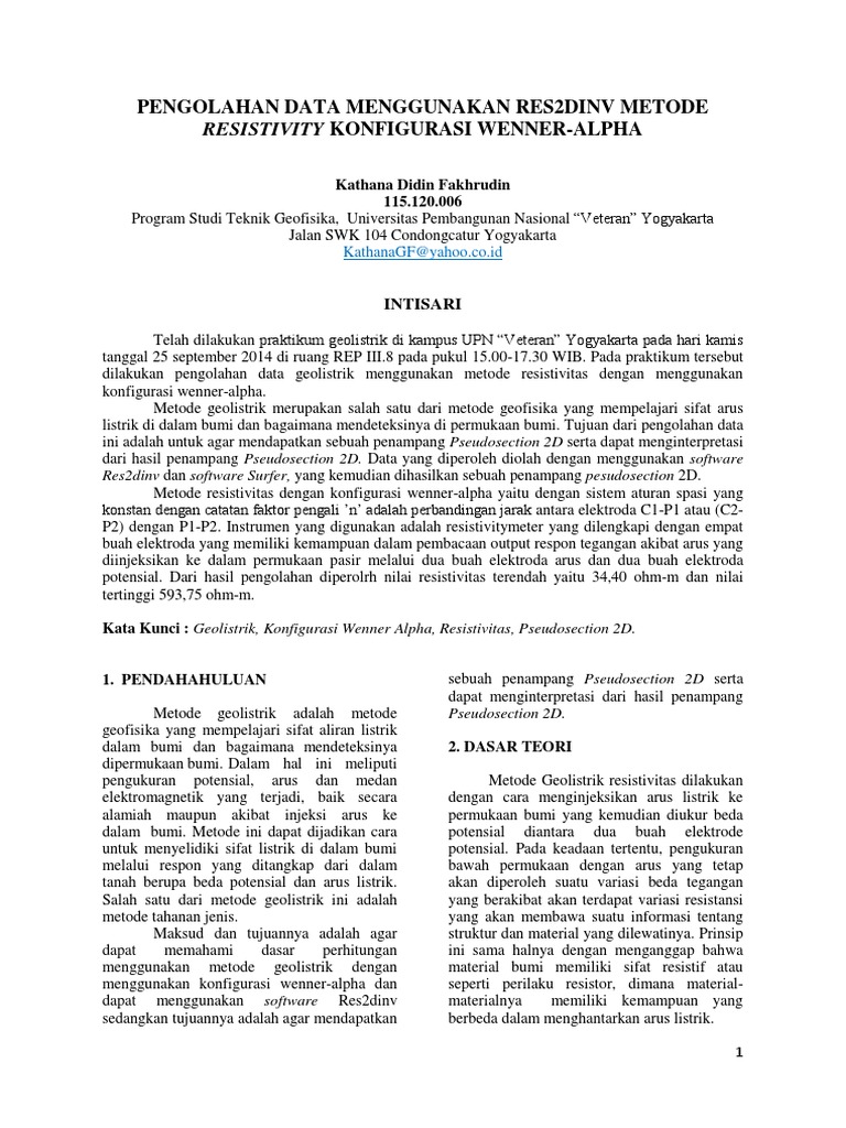 Pengolahan Data Menggunakan Res2dinv Met | PDF