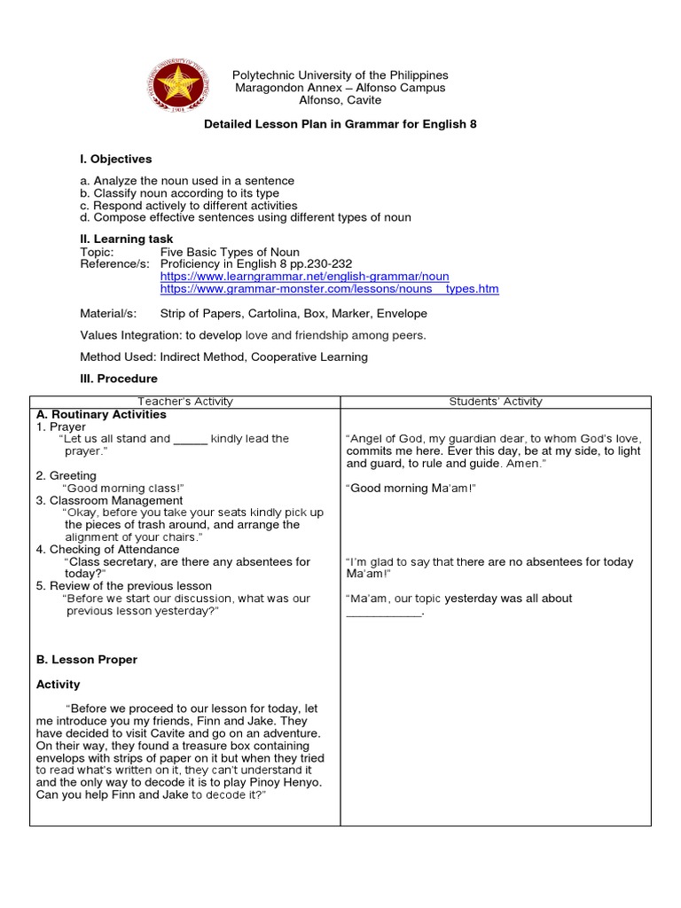 Types of Noun | PDF | Noun | Lesson Plan