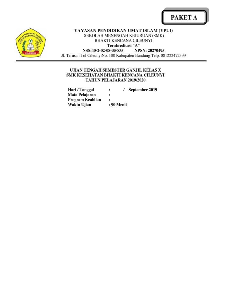 Contoh Kop Soal | PDF