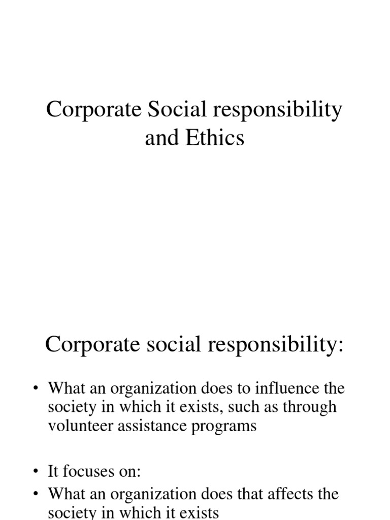 Ethics in Corporate Social Responsibility | PDF | Corporate Social ...