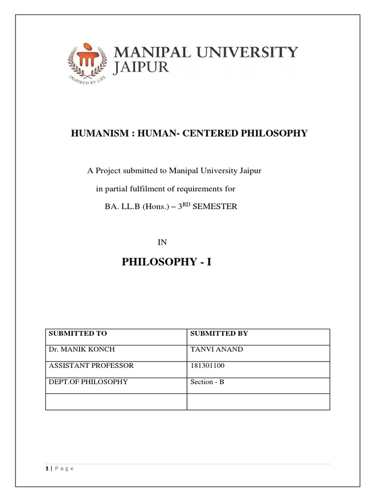 Philosophy Project | PDF | Humanism | Humanistic Psychology