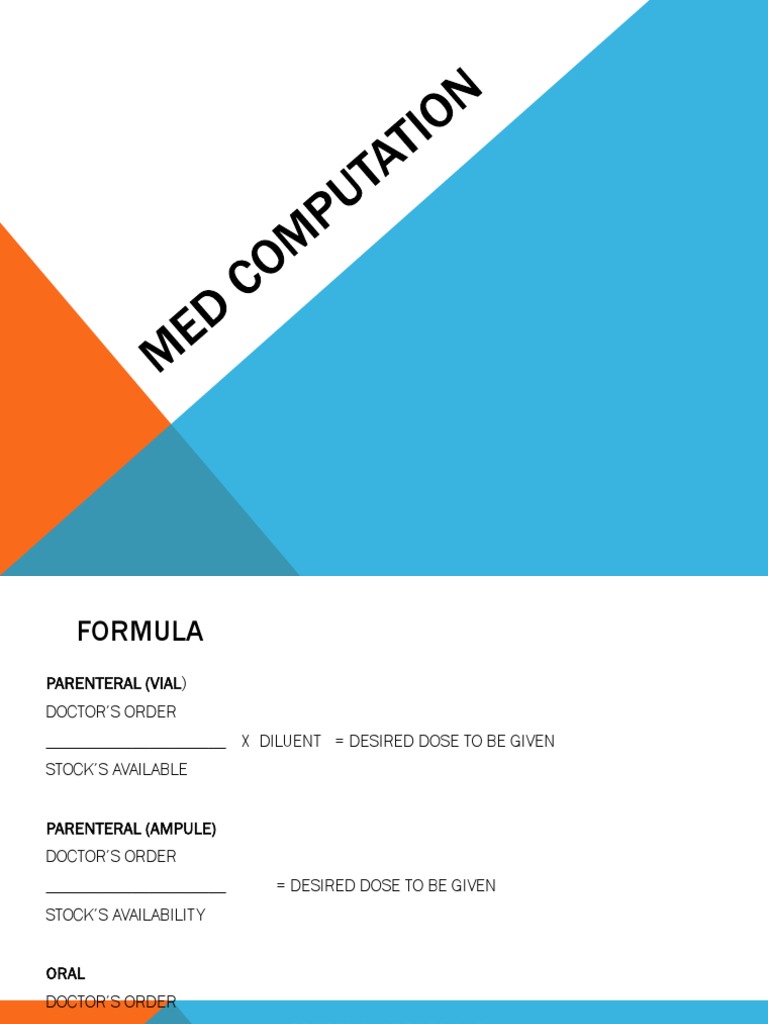 Medication Computation | PDF | Wellness