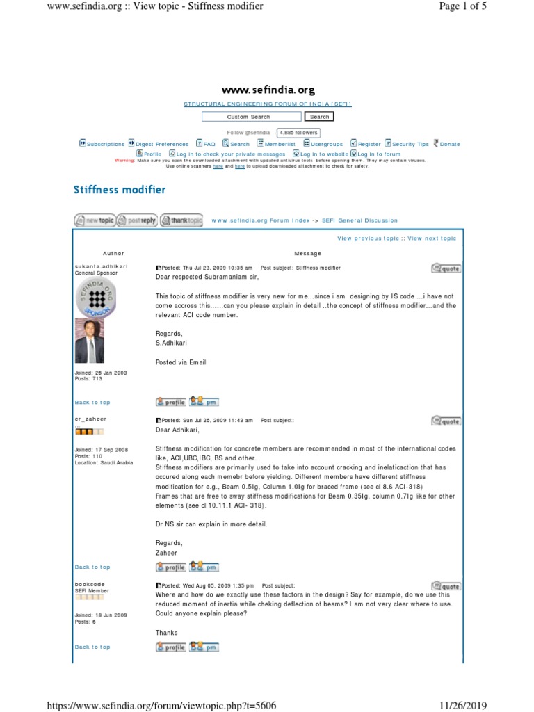 Stiffness Modifiers | PDF | Internet Forum | Beam (Structure)