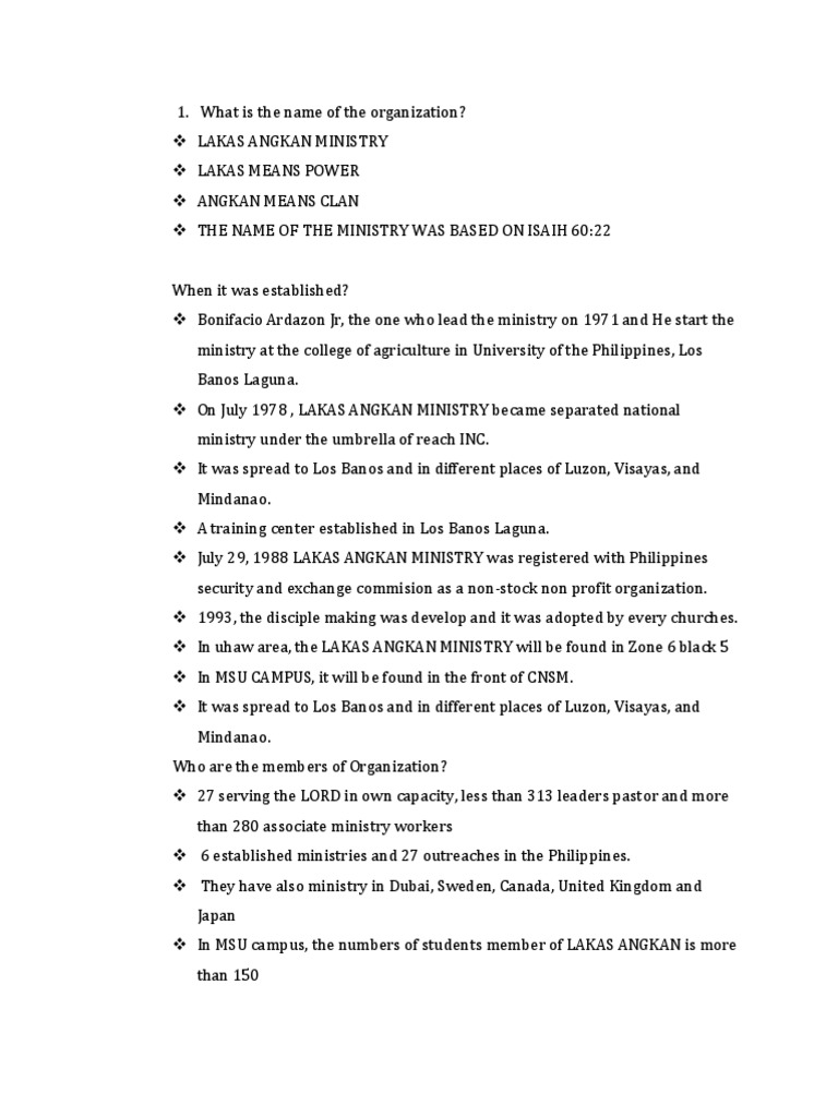 LAKAS ANGKAN MINISTRY: Empowering Clans for Christ since 1971 | PDF ...
