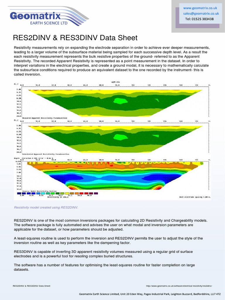 Res2dinv Res3dinv Data Sheet | PDF | Electrical Resistivity And ...