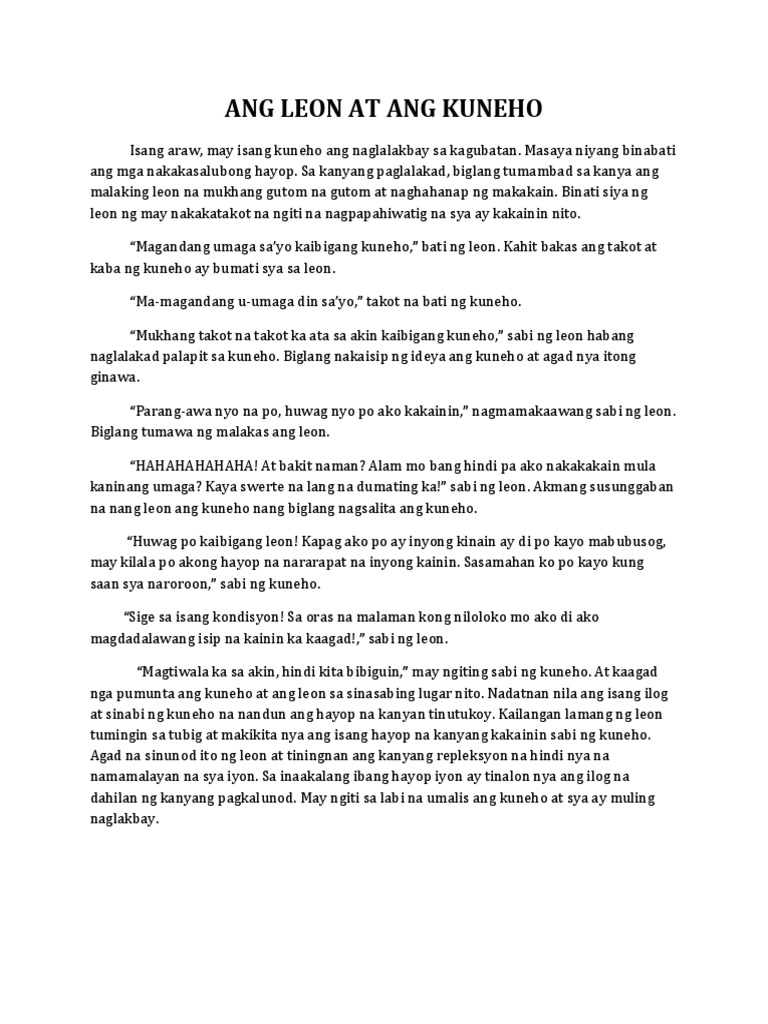 Ang Leon at Ang Kuneho | PDF