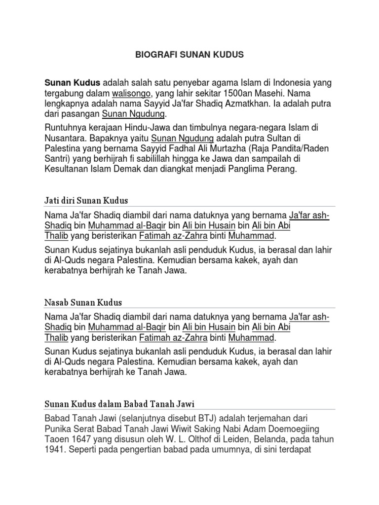 Biografi Sunan Kudus | PDF