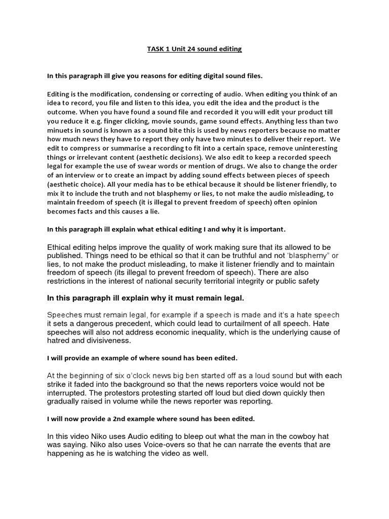 Sound Editing: Ethics and Techniques | PDF | Freedom Of Speech | Reason