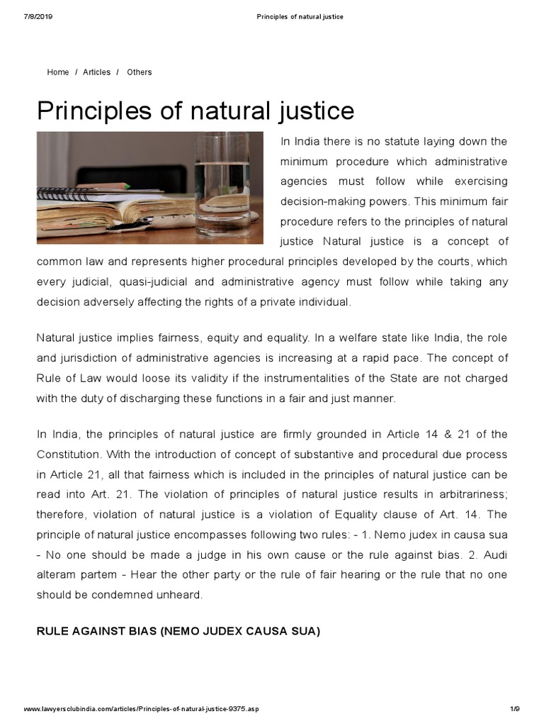 Natural Justice in Indian Law | PDF | Virtue | Ethical Principles