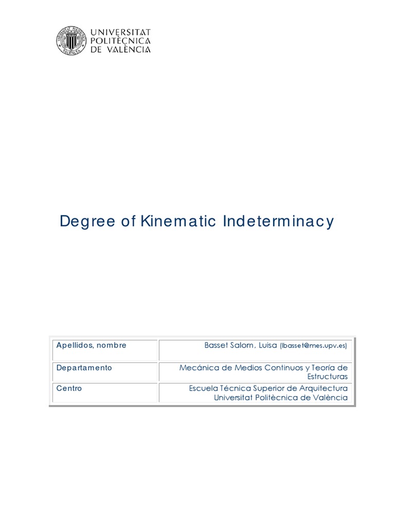 Degree of Kinematic Indeterminacy | PDF | Kinematics | Indeterminacy (Philosophy)